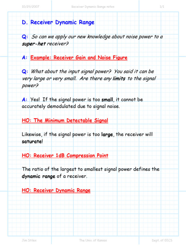 Section 4D Receiver Dynamic Range Package | PDF | Decibel | Amplifier
