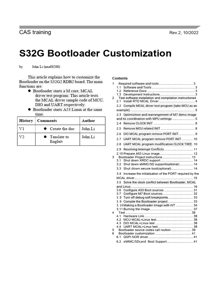 S32G Bootloader V2-2022.1024 Eng | PDF | Booting | Debugging