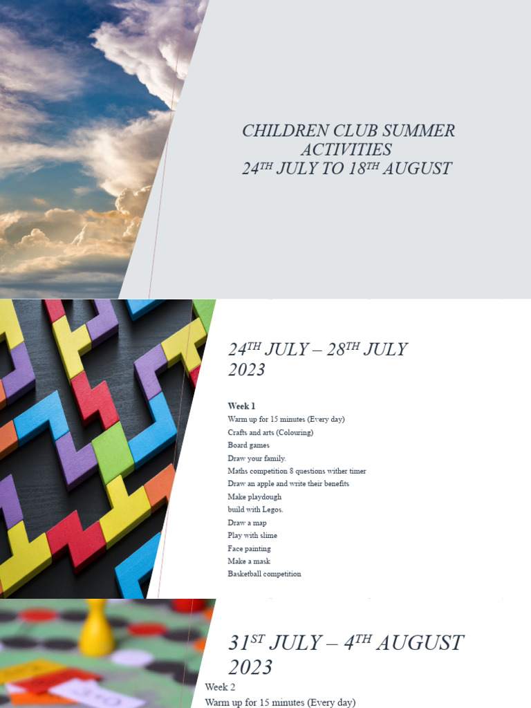 Summer Activities for Kids Club 2023 | PDF | Games & Activities