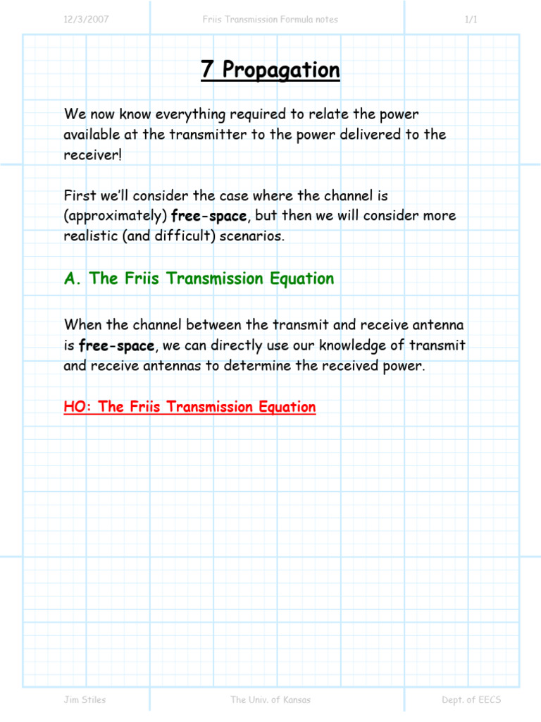Section 7A Friis Transmission Formula Package | PDF | Antenna (Radio ...