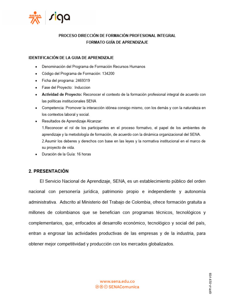 Gfpi-F-019 Guia de Aprendizaje Induccion 2022 | PDF | Aprendizaje | Evaluación