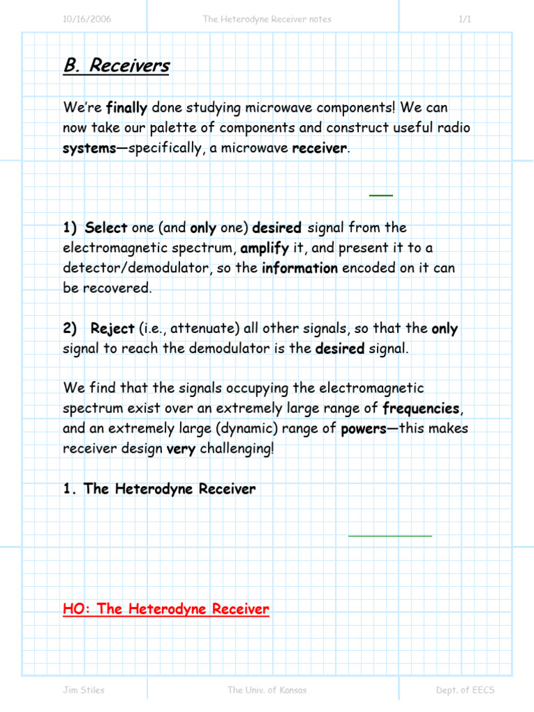 The Heterodyne Receiver Package | PDF | Electronic Filter | Detector (Radio)