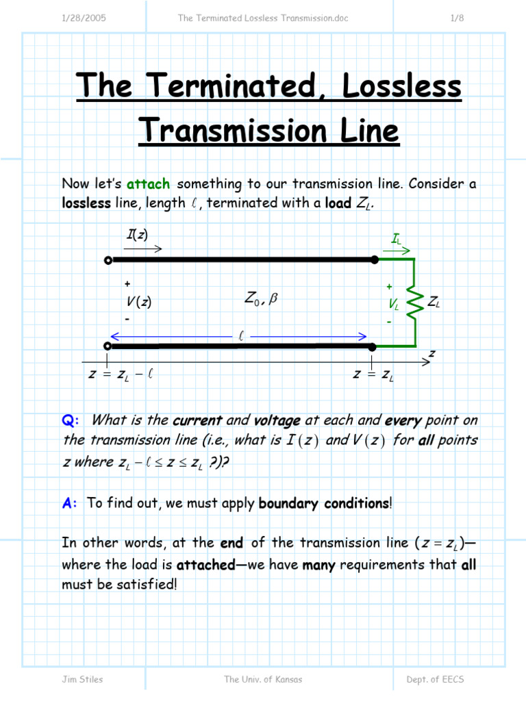 The Terminated Lossless Transmission | PDF | Transmission Line | Physics