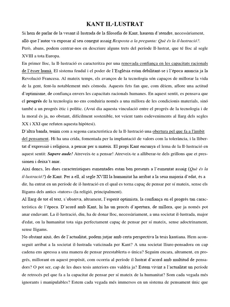 Apunts Kant Il Lustració | PDF