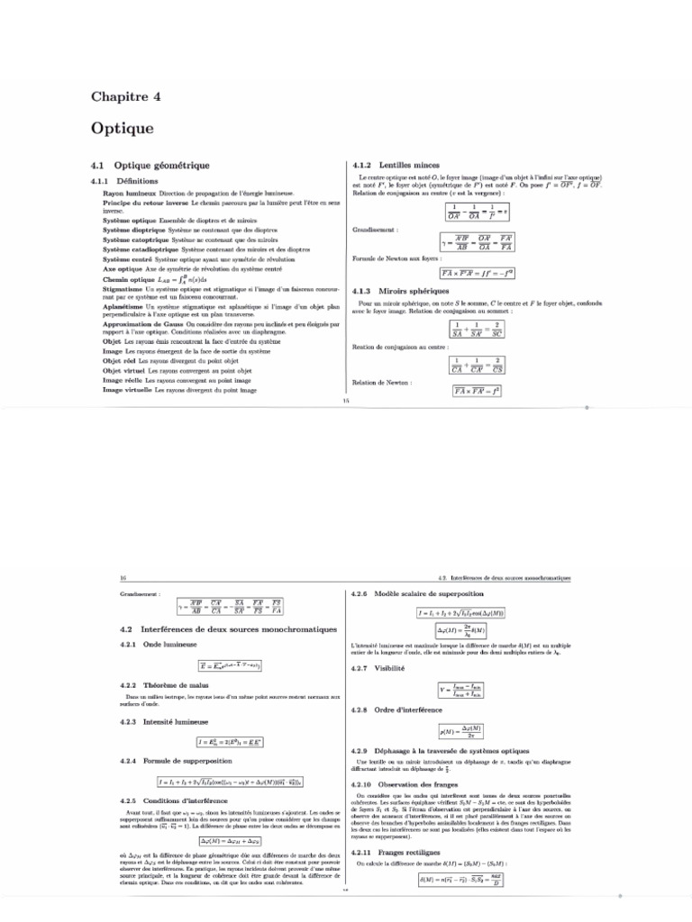 Résumé Optique | PDF