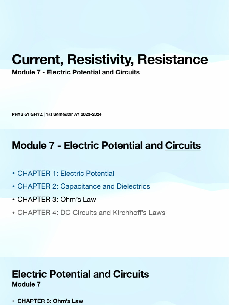 22 Electric Current, Resistivity, Resistance | PDF | Electrical ...