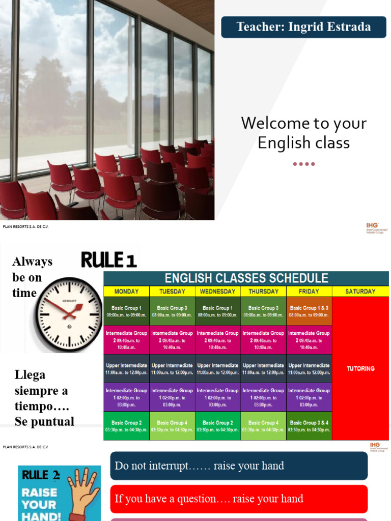 Welcome To Your English Course Intermediate groupsWEEK1 | PDF