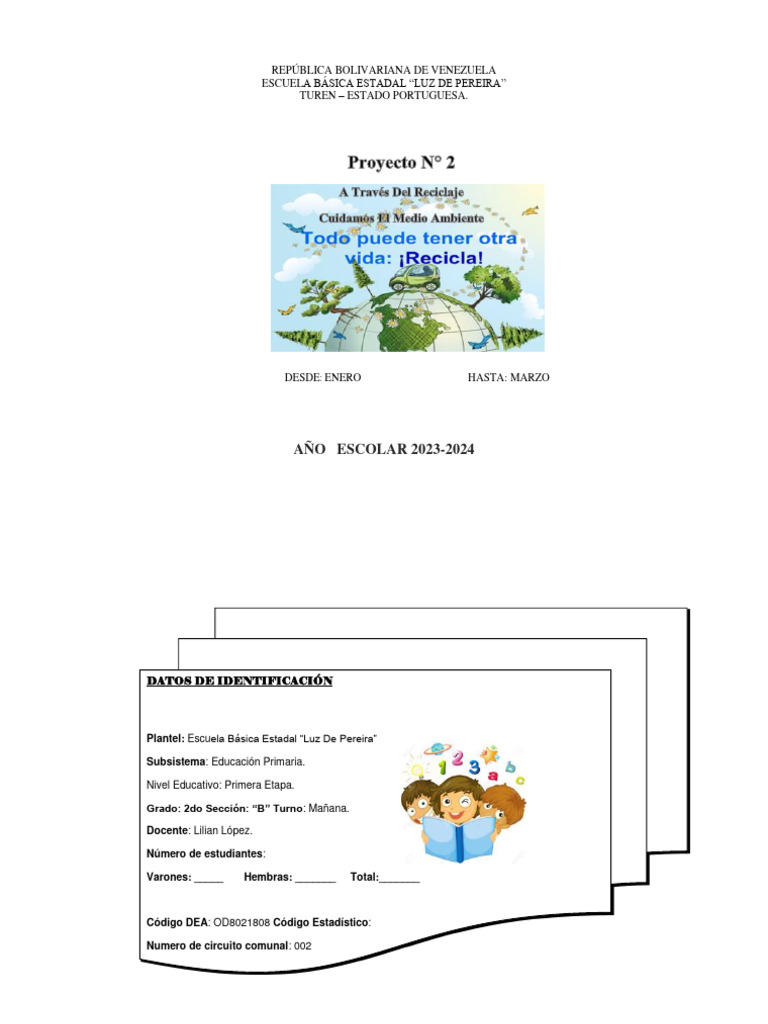 Proyecto de Aprendizaje Segundo Grado. Segundo Lapso | PDF | Evaluación | Reciclaje
