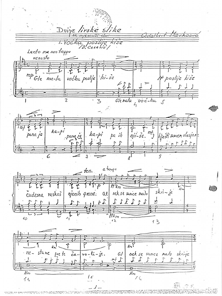 Dvije Lirske Slike (1. Voćka Poslije Kiše) - Adalbert Marković | PDF