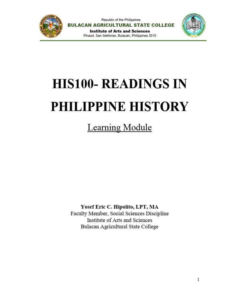 BASC MODULE Readings in Philippine History | PDF | Philippines