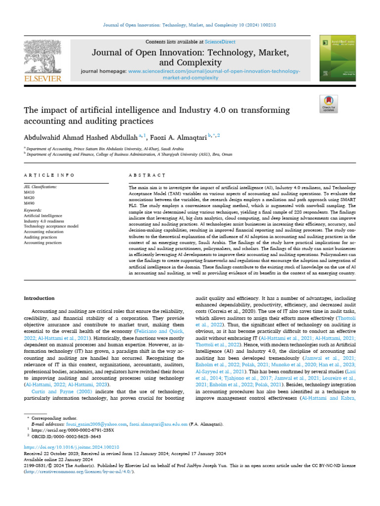 The Impact of Artificial Intelligence and Industry 4.0 On Transforming Accounting and Auditing ...