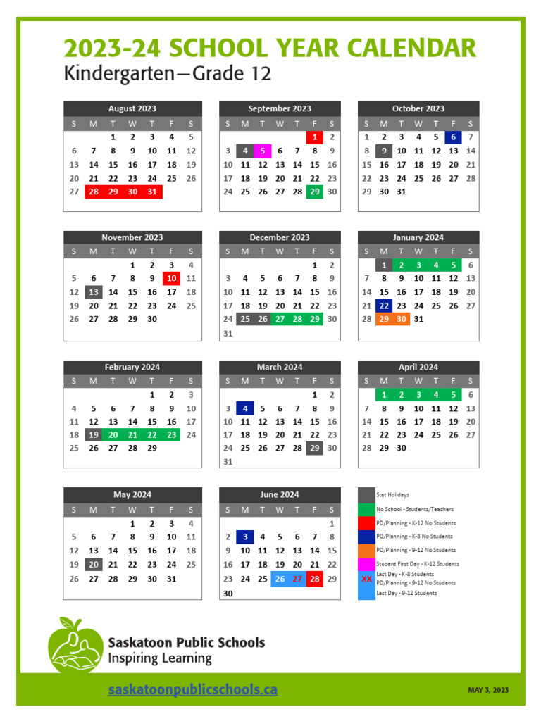 2023-24 School Calendar | PDF | Schools