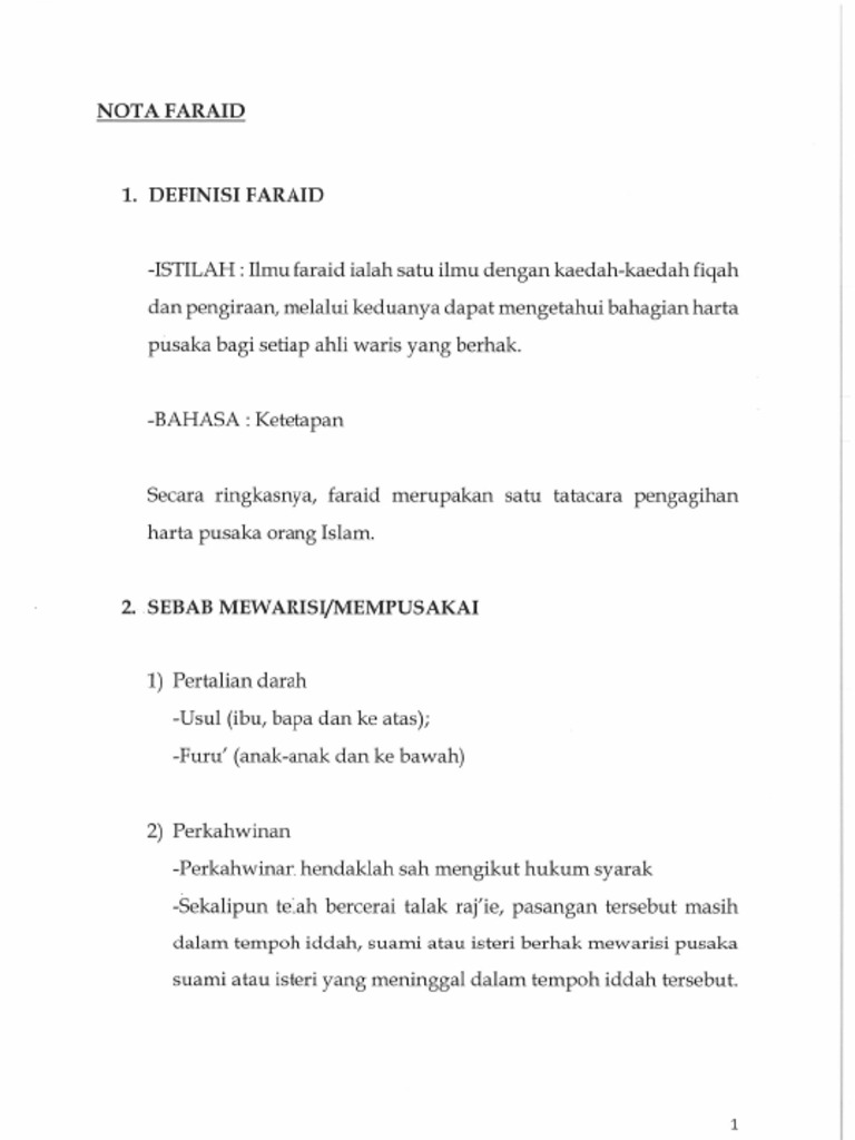 Nota Faraid | PDF
