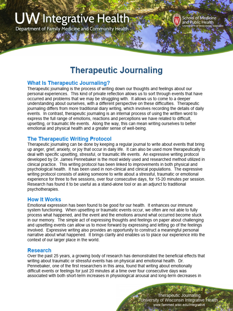 Tool Therapeutic Journaling | PDF | Psychological Trauma | Psychotherapy