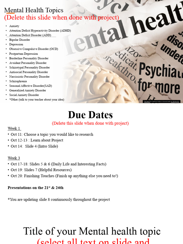 Template-Health Mental Health Project Spring 2021 | PDF | Mental ...