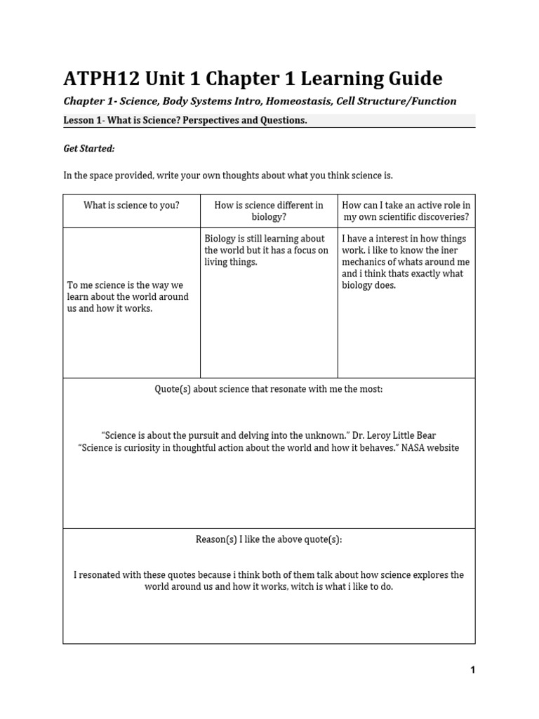 Unit 1 Chapter 1 Learning Guide July 2023 | PDF | Cell (Biology ... Unit 1 Chapter 1 Learning Guide July 2023 | PDF | Cell (Biology ...