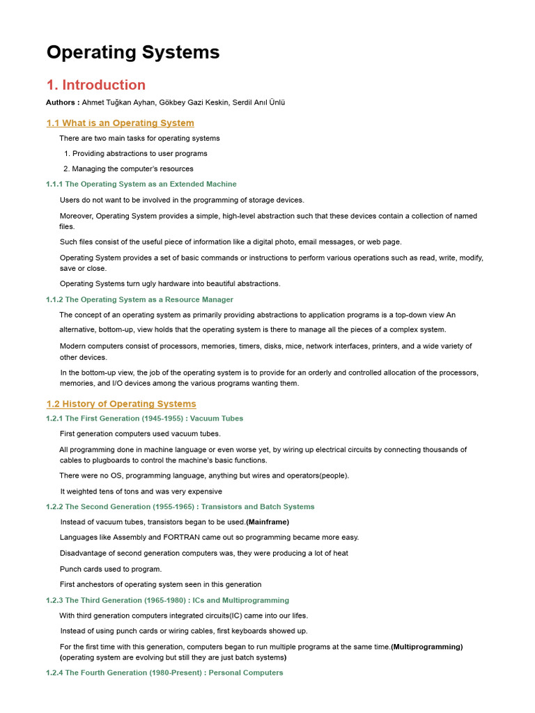 Operating Systems Overview | PDF | Thread (Computing) | Process (Computing)