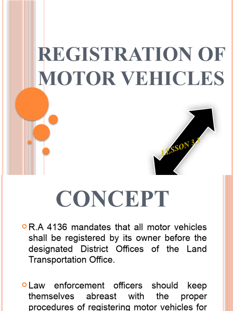 Registration of Motor Vehicles Amper Reynalyn | PDF | Traffic ...