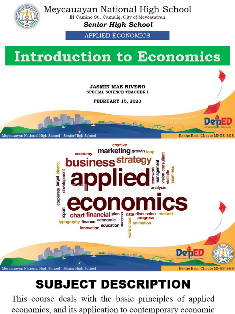 Lecture 1 Applied Economics Pdf Economics Economies