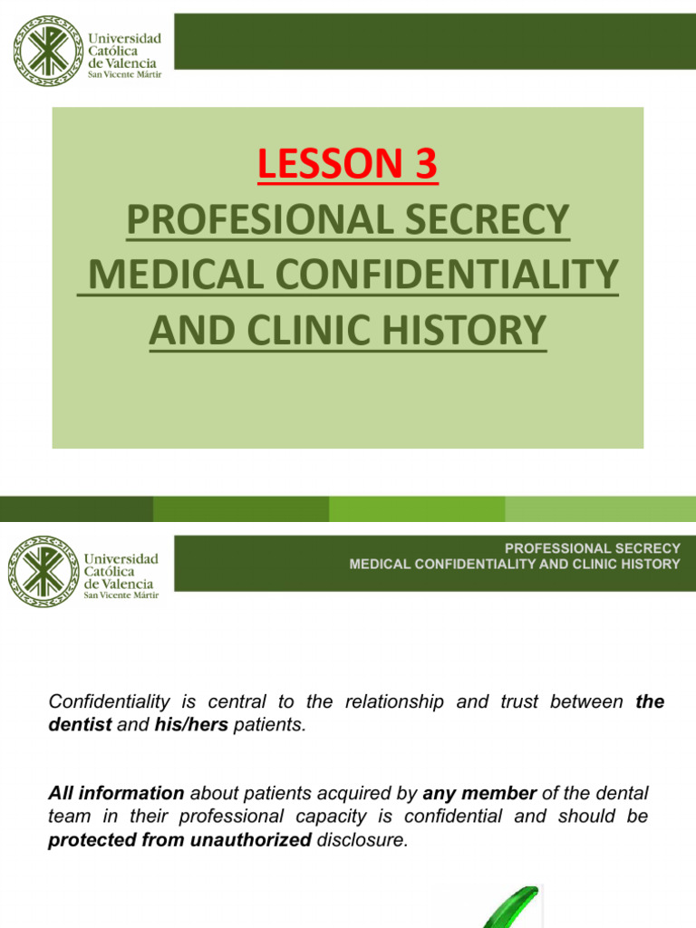 3 Professional Secrecy and Medical Confidentiality | PDF ...