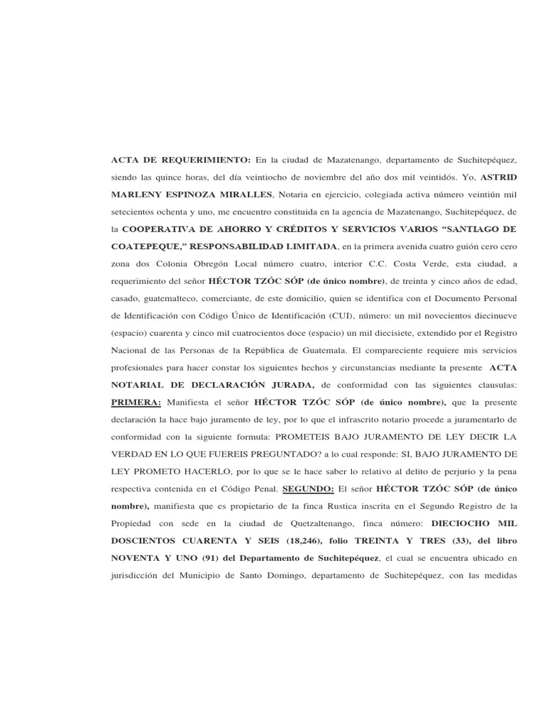 Acta de Rectificacion Coope Corregida | PDF