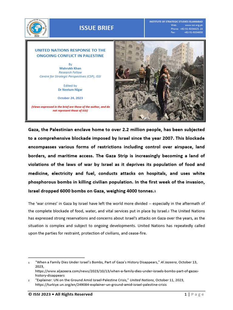 United Nations Response To The Ongoing Conflict in Palestine | PDF | Gaza Strip | Palestinian ...