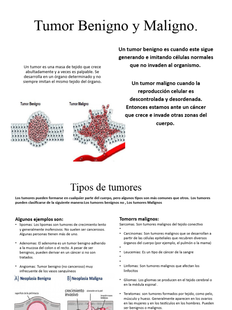 Tumor Benigno y Maligno | PDF | Neoplasias | Cáncer