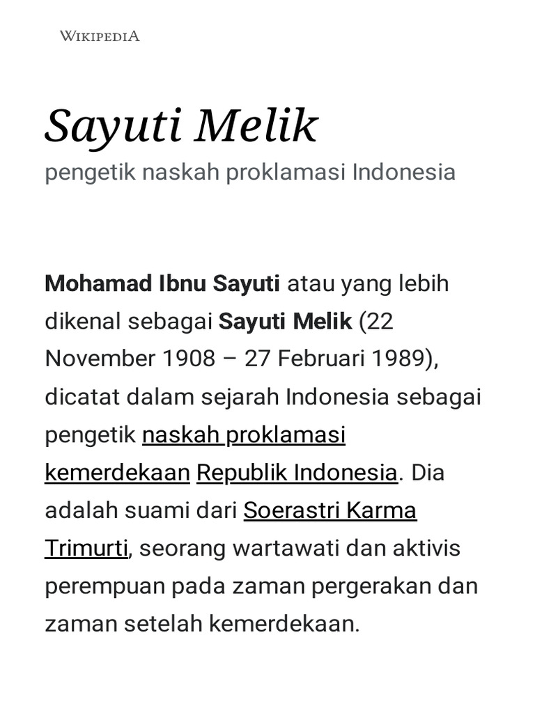 Sayuti Melik - Wikipedia Bahasa Indonesia, Ensiklopedia Bebas | PDF