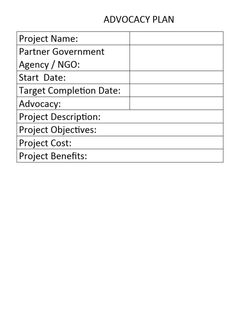 Advocacy Plan | PDF | Business | Finance & Money Management