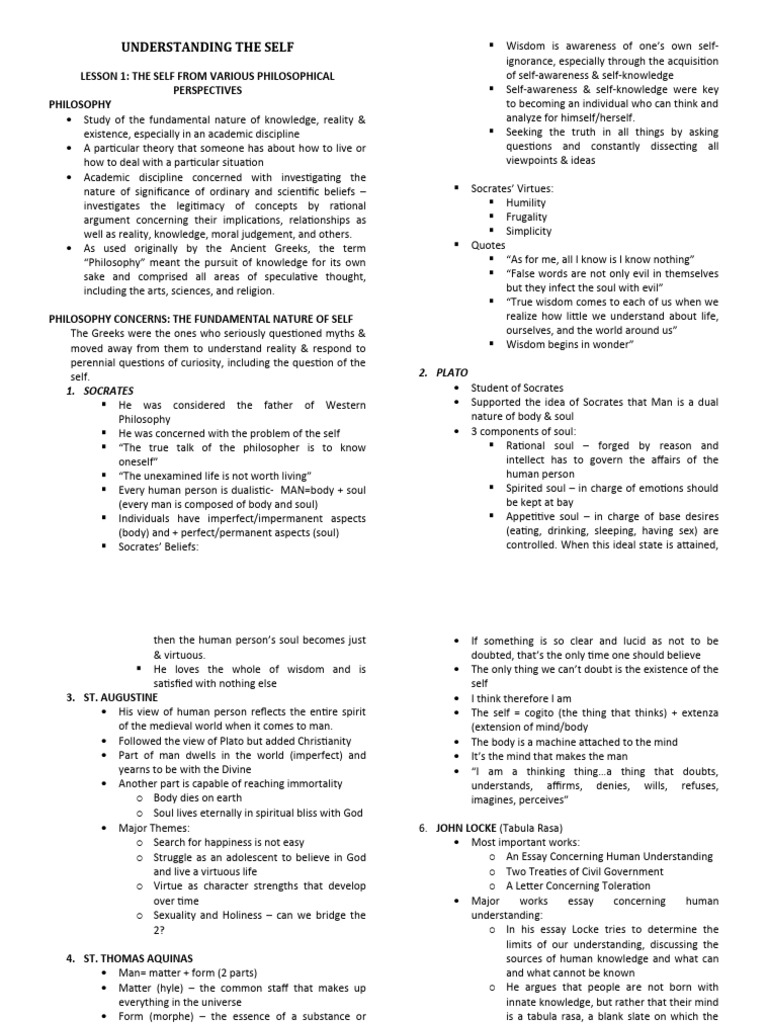 Chapter 1 Lesson 1 | PDF | Philosophy Of Self | Soul
