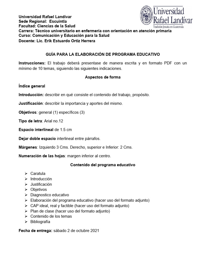 Guía para Elaborar un Programa Educativo | PDF | Cognición