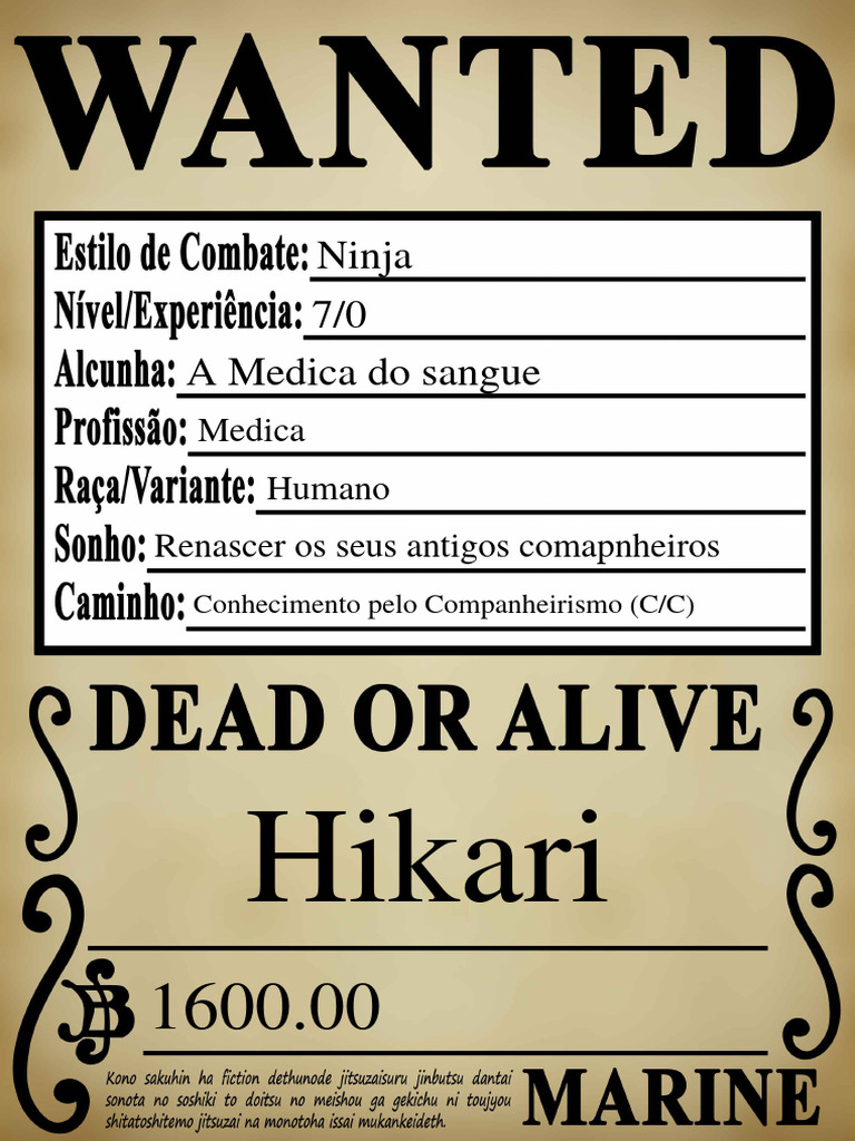 Ficha de Personagem Hikari NOVA | PDF