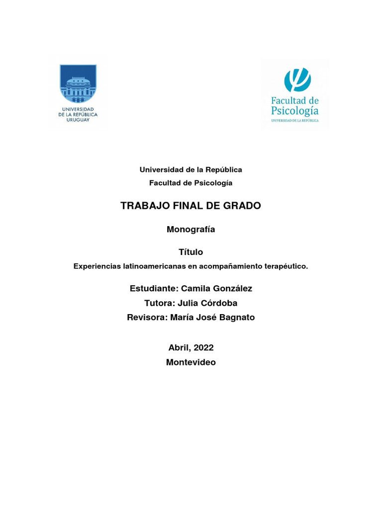 tfg_final_camila_gonzalez | PDF | Psicoanálisis | Salud mental