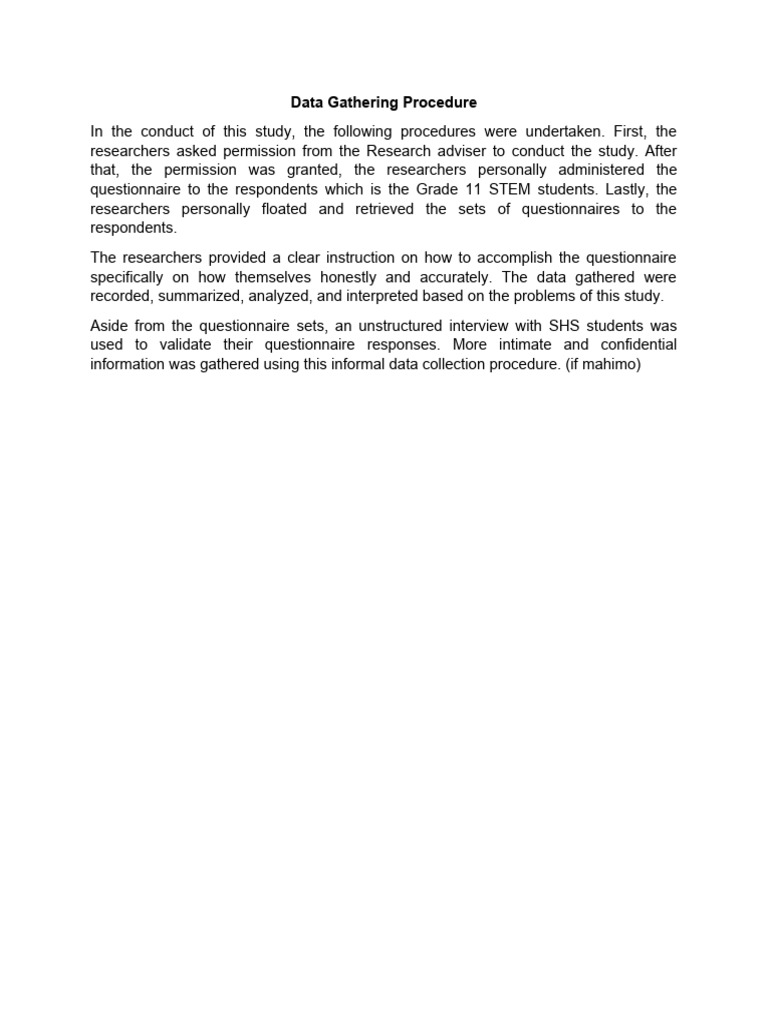 Data Gathering Procedure | PDF