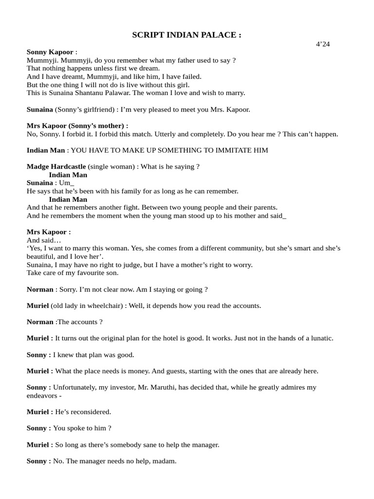 SCRIPT Indian Palace | PDF