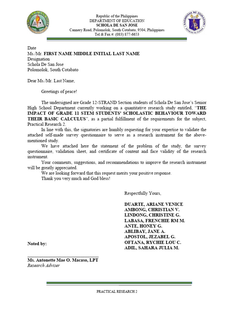 Research Instrument Validation Final Pdf Questionnaire Mathematics