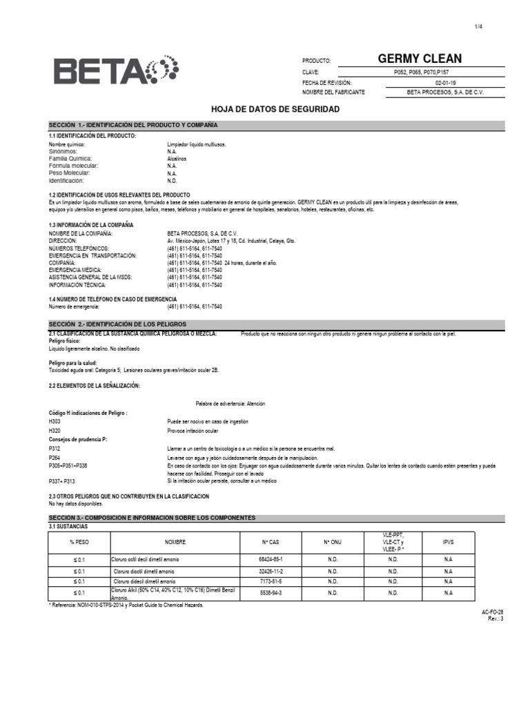 Germy Clean | PDF | Agua | Residuos
