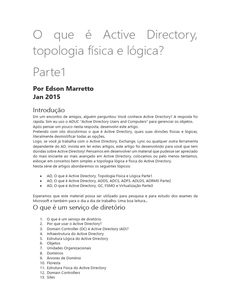 O Que É Active Directory | PDF | Diretório ativo | Programas