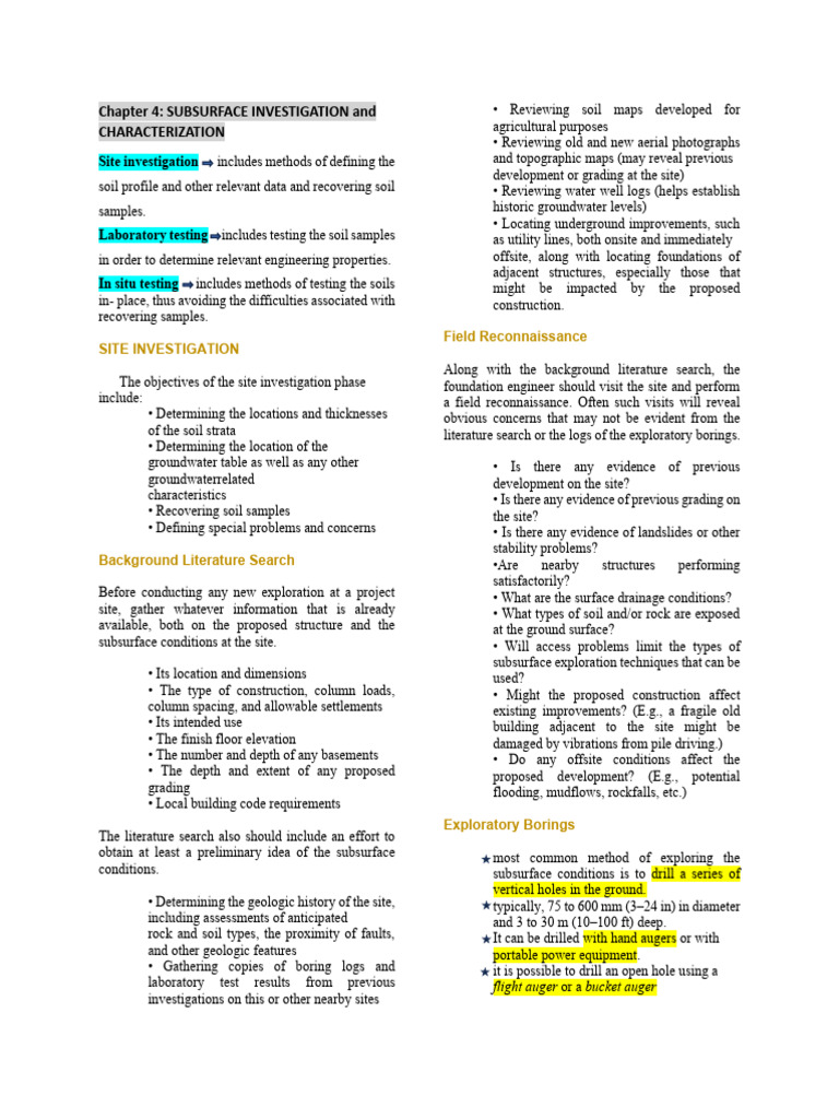 CHAPTER 4 Subsurface Investigation and Characterization1 | PDF ...