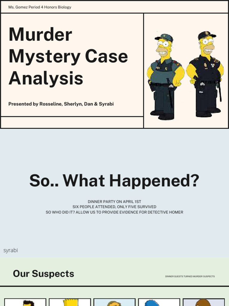 Honors Biology Murder Mystery | PDF | Genetic Disorder | Causes Of Death