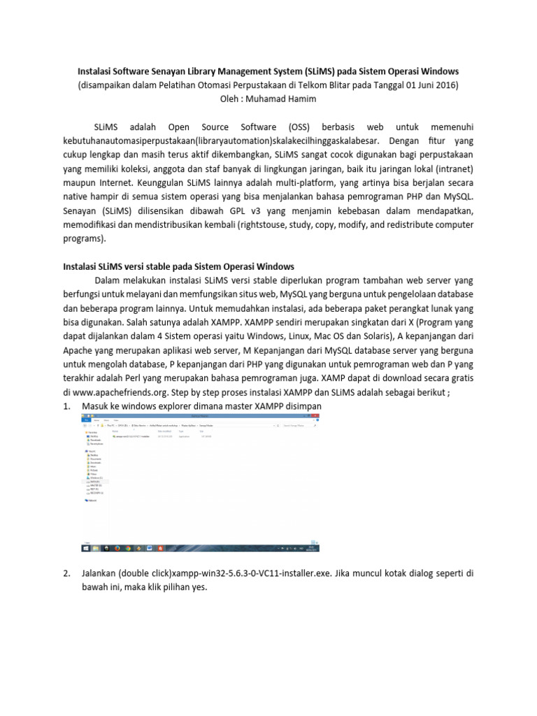 Instalasi SLiMS Di Windows - Hamim | PDF