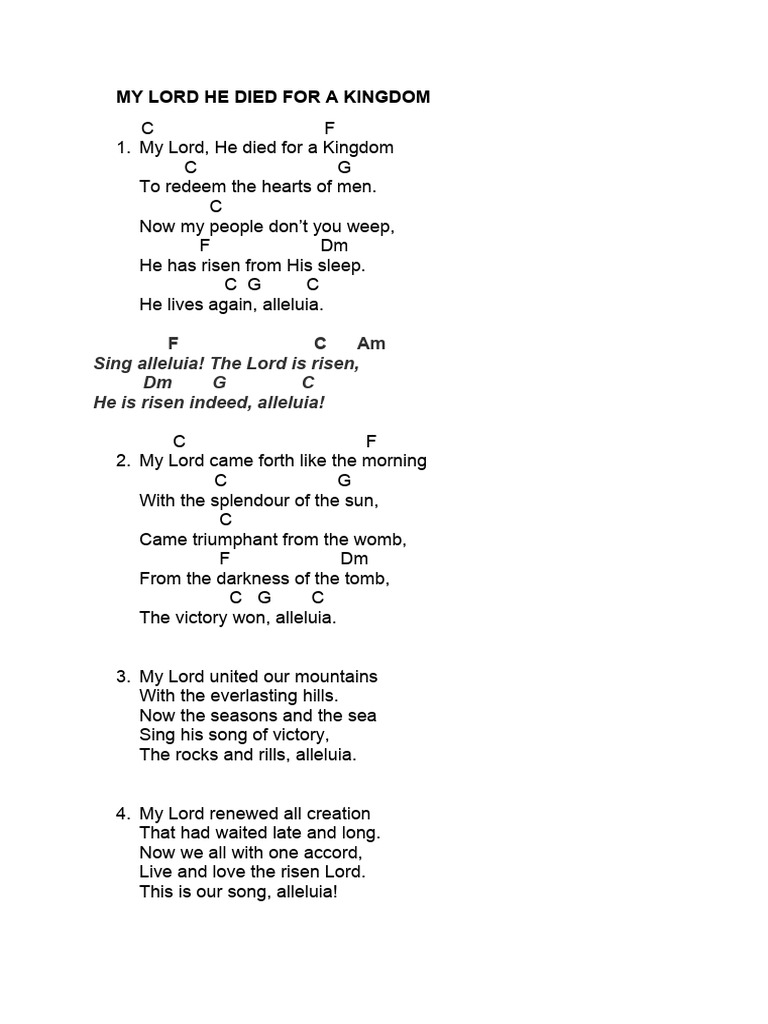 My Lord He Died for a Kingdom Lyrics | PDF