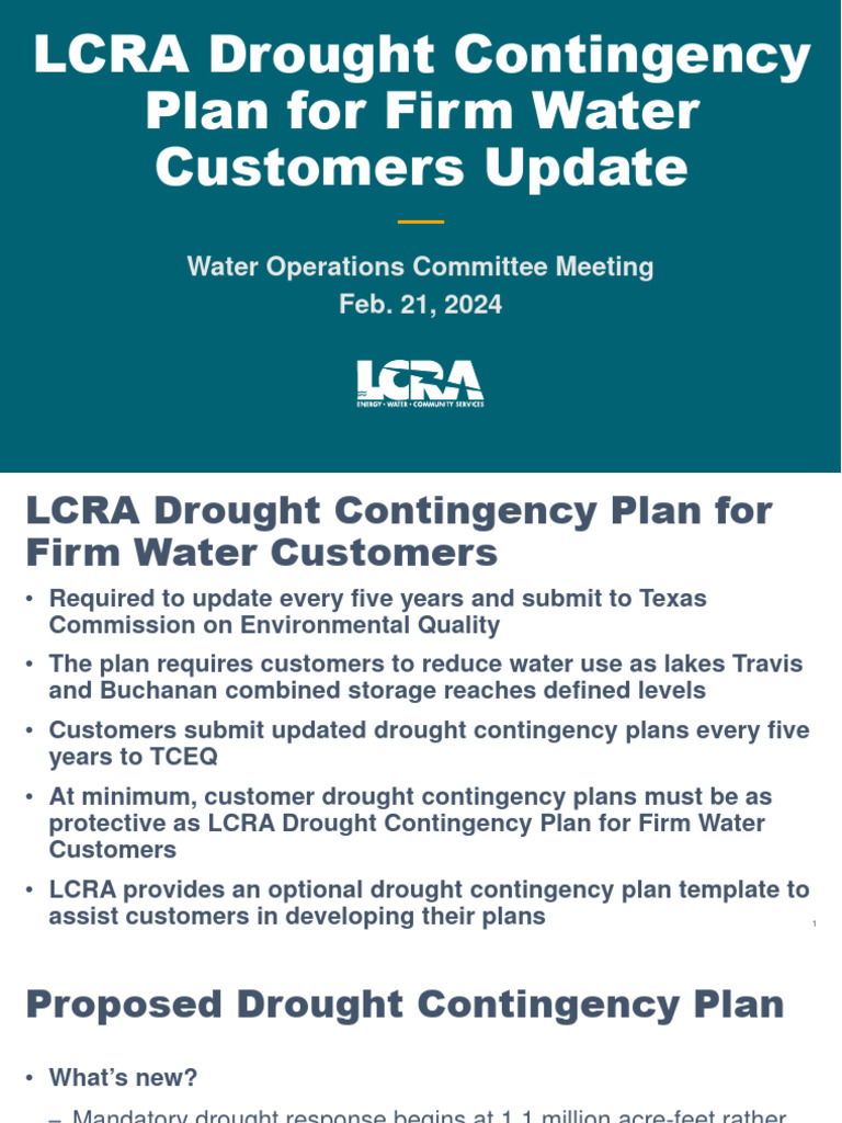 Lcra Drought Contingency Plan For Firm Water Customers Update Pres 2024 ...