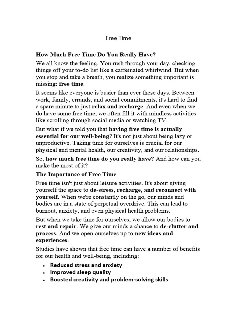 Time Is Money | PDF | Leisure | Occupational Burnout