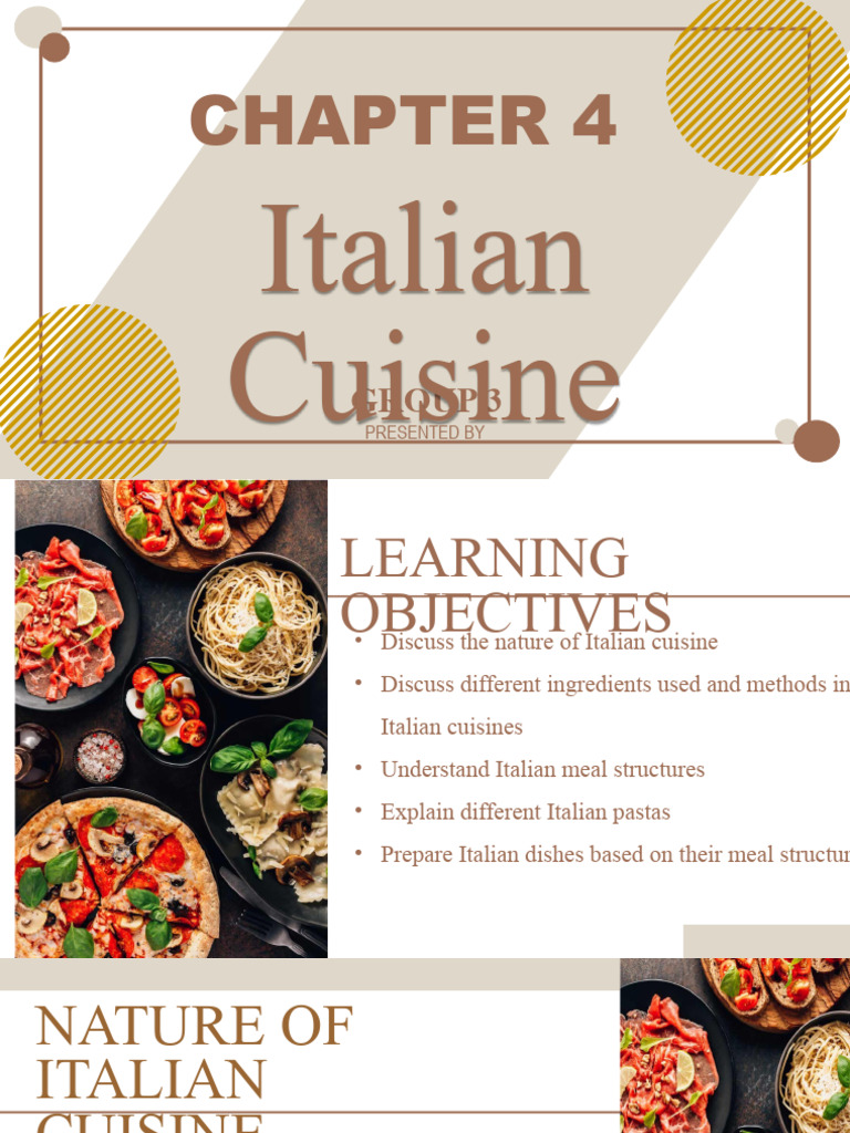Overview of Italian Cuisine Essentials | PDF | Italian Cuisine | Pasta
