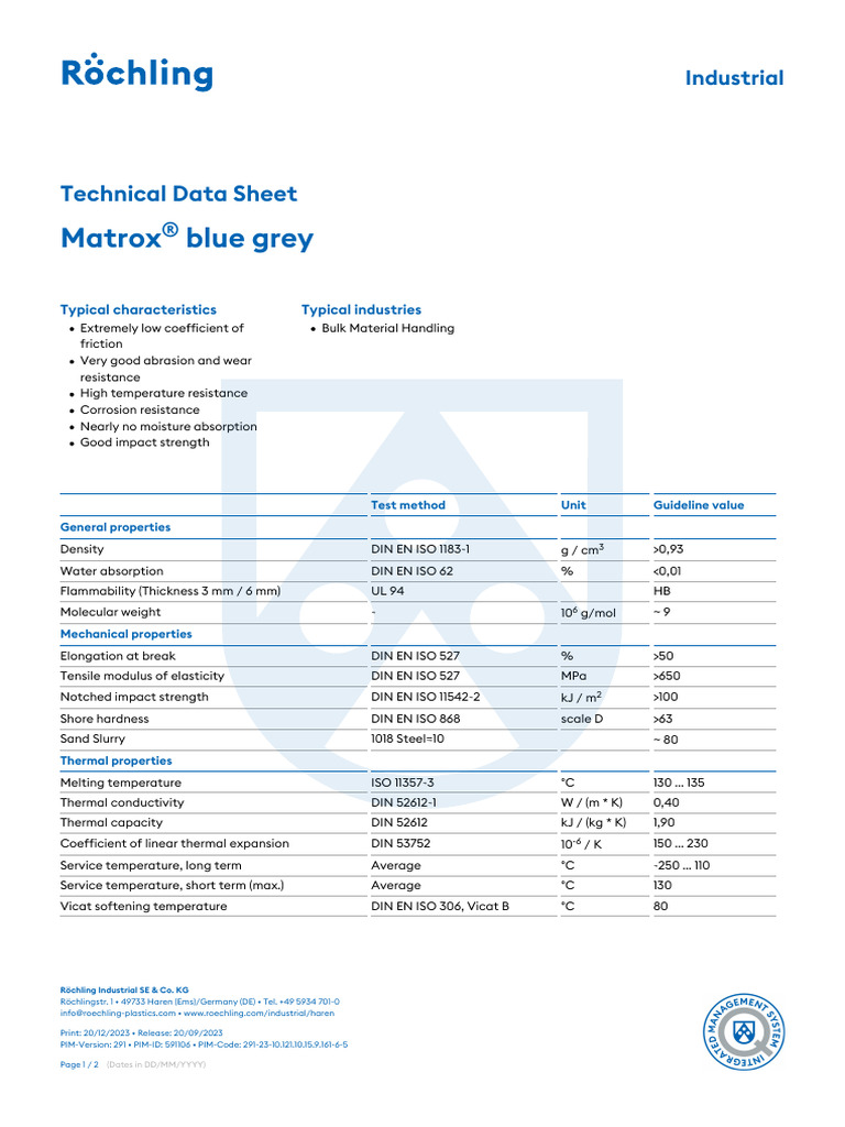 Technical Data Sheet Matrox® Blue Grey 591106 EN | PDF | Electrical ...
