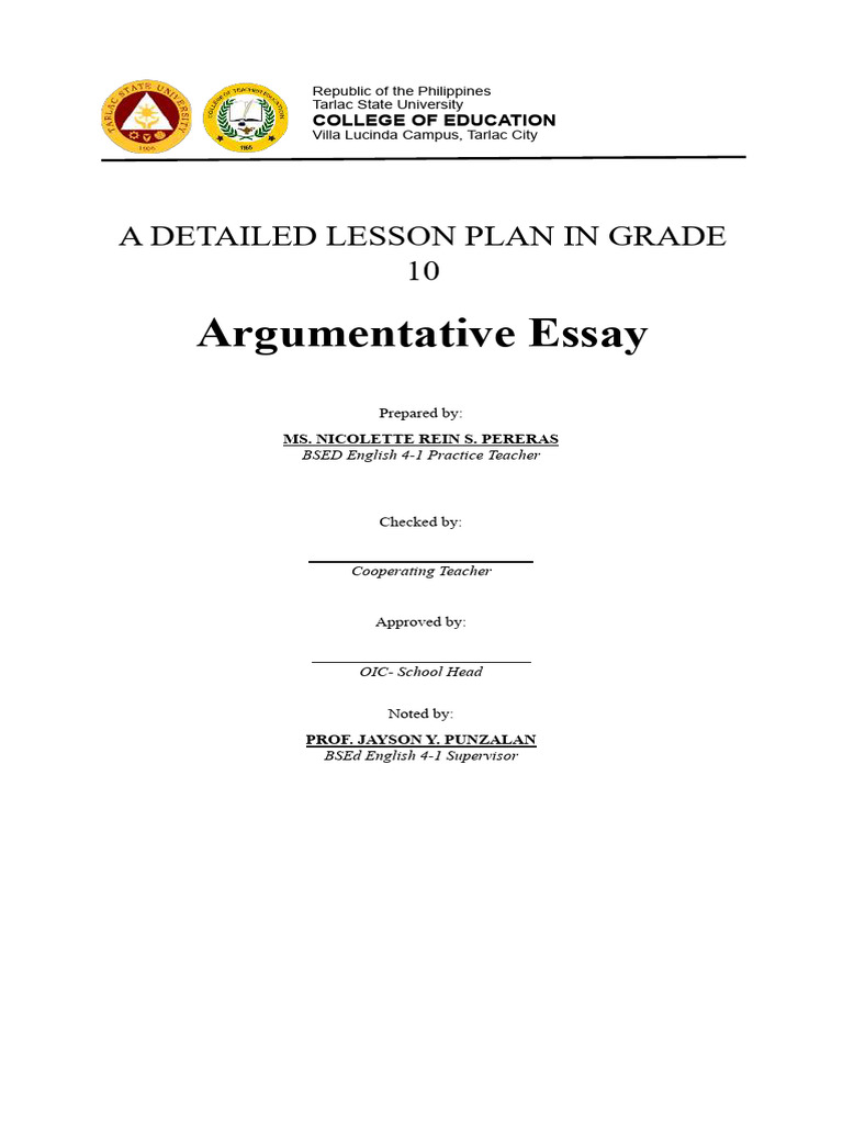 A Detailed Lesson Plan in Grade 10 | PDF | Essays | Evidence