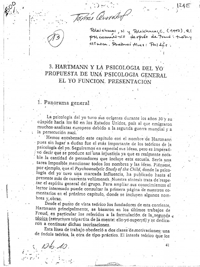 Hartmann Psicologia Del Yo | PDF