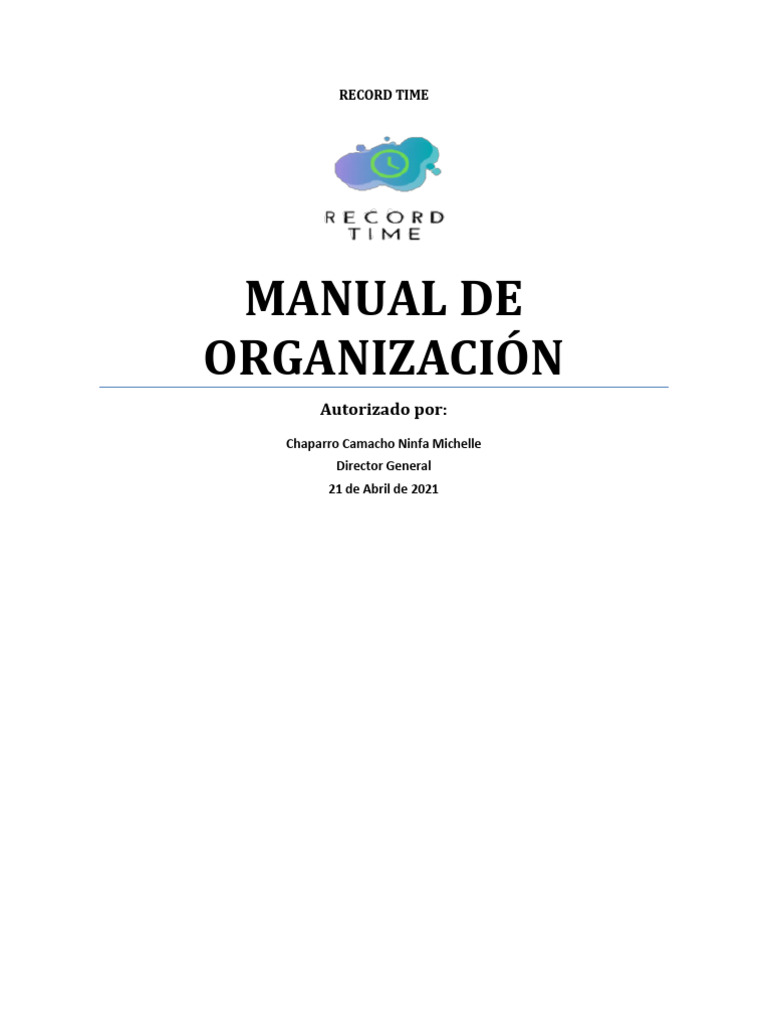 Ejemplo de Manual de Organización EMPRESA FICTICIA RECORD TIME | PDF | Business | Software