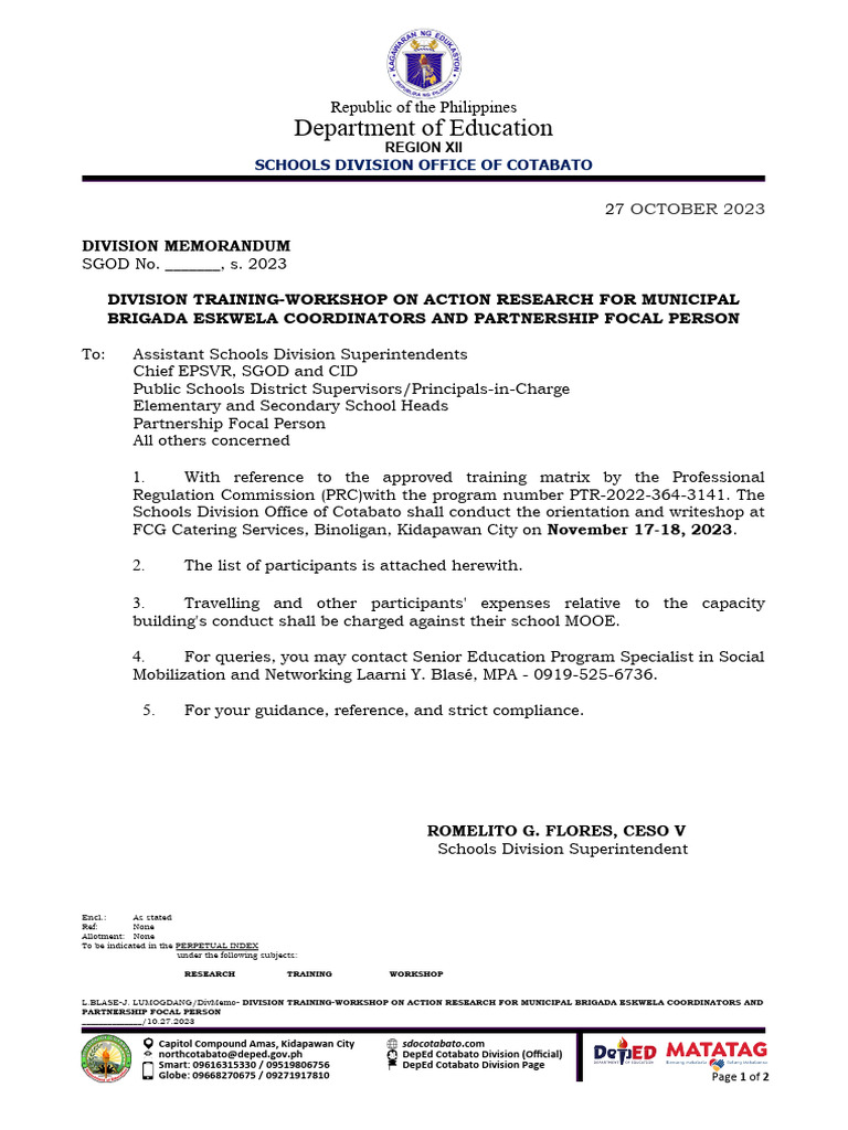 Action Research Workshop for Coordinators | PDF | Philippines ...